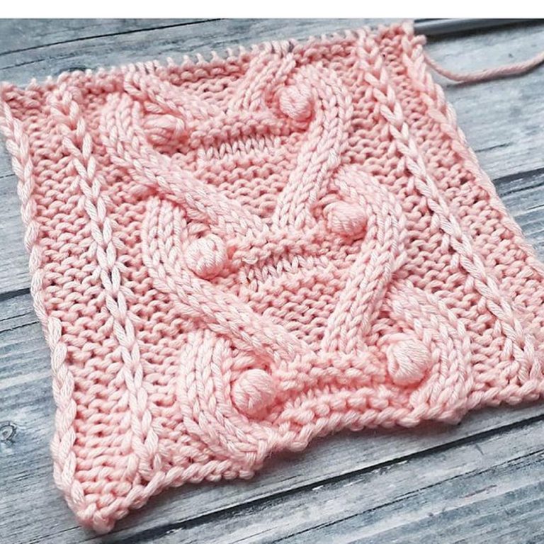 V Cable and Bobble Panel Free Knitting Stitch - Knitting Kingdom