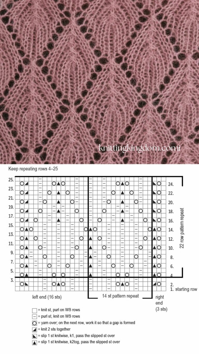 Lace Diamond Knitting Stitch Free - Knitting Kingdom